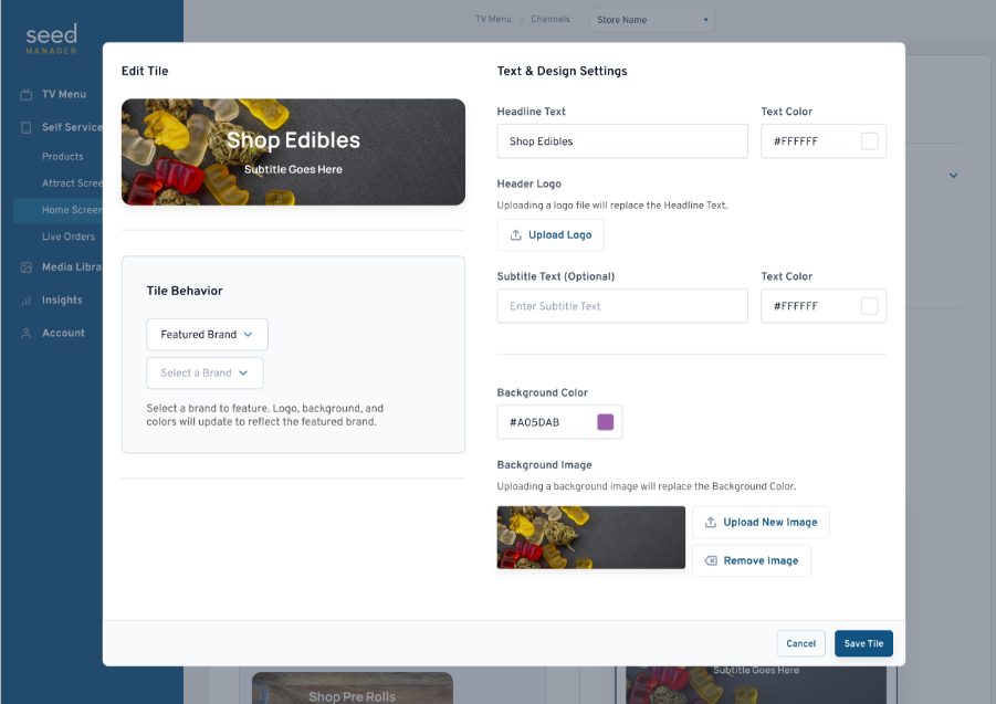 Creating New and Editing Existing Tiles